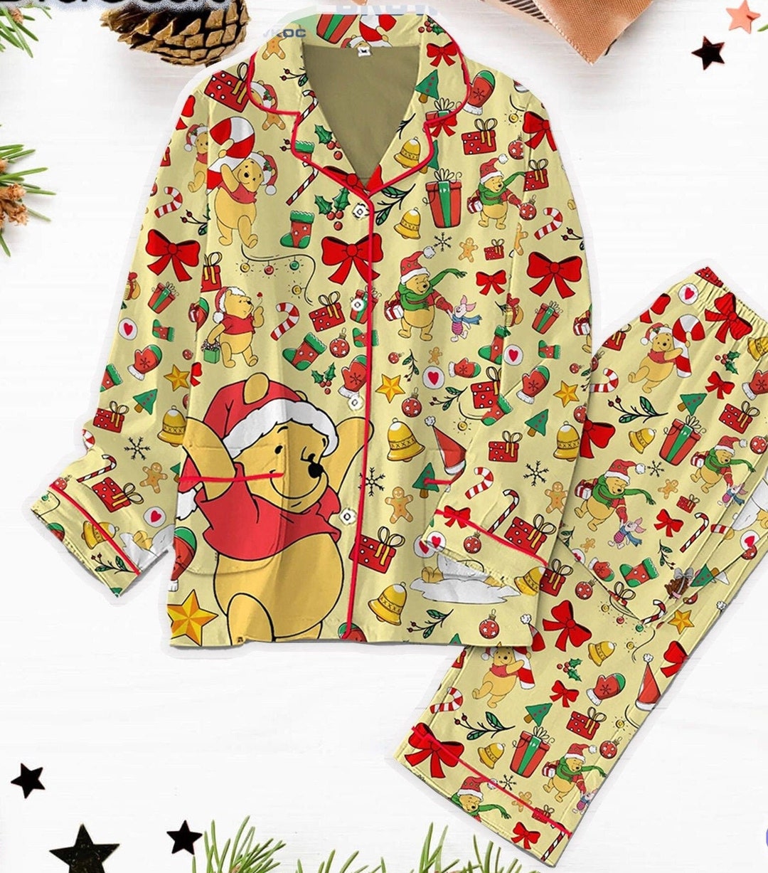 Winnie the Pooh Women Pajamas Set Pooh Bear Christmas Long - Etsy