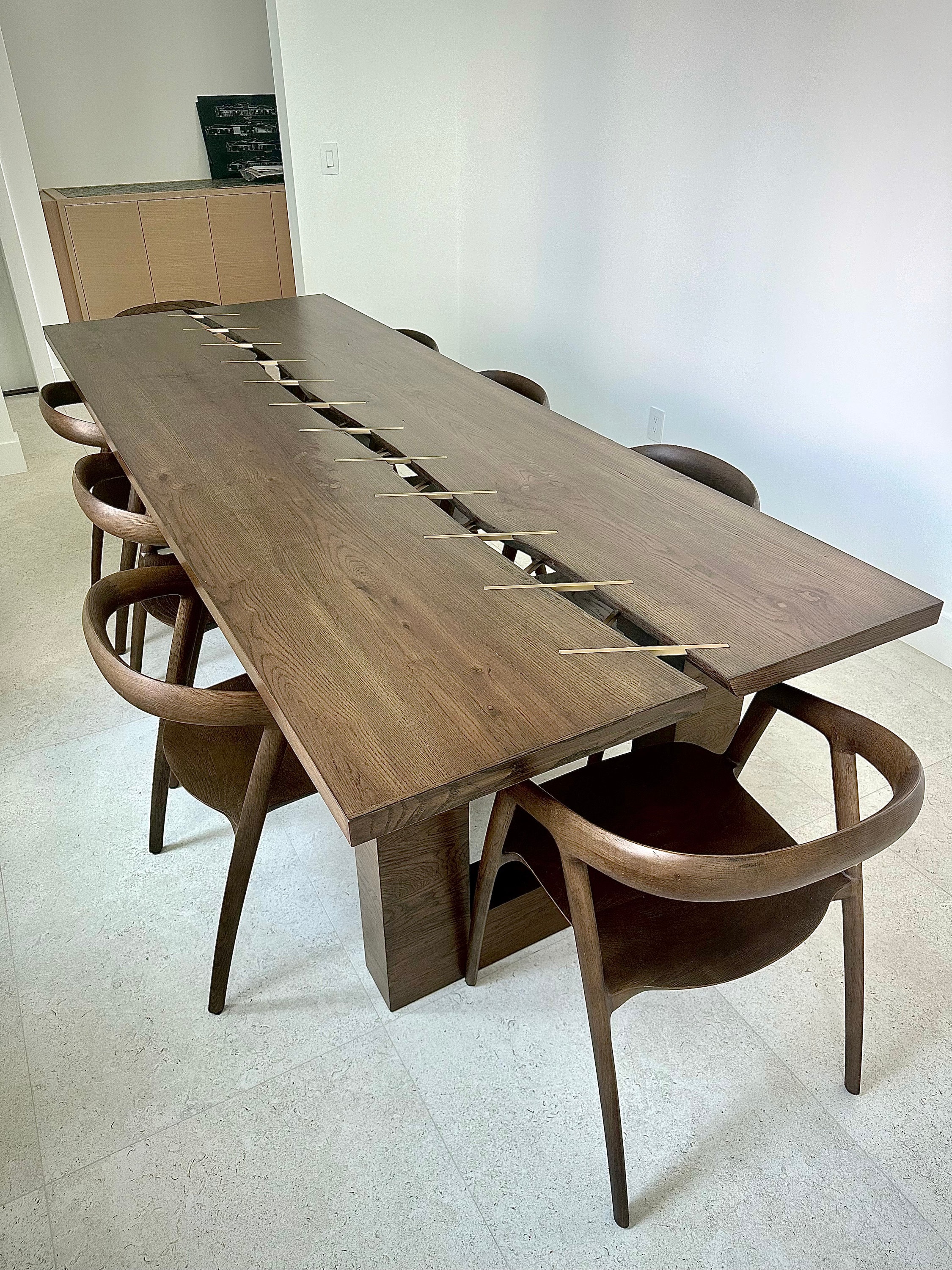 One-of-a-kind Design Live-edge Metal-inlay White Oak Dining Room Table ...