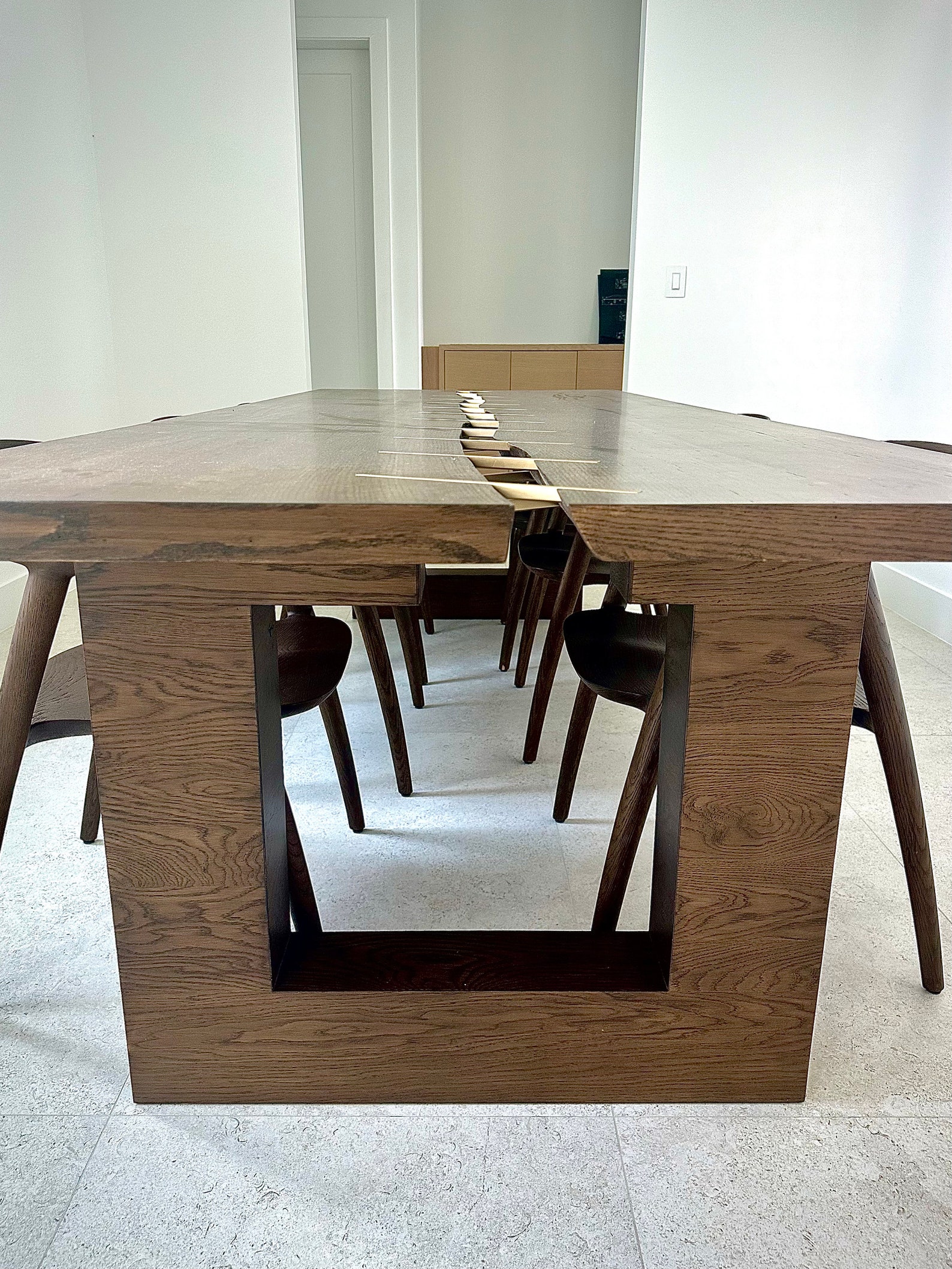 One-of-a-kind Design Live-edge Metal-inlay White Oak Dining Room Table ...
