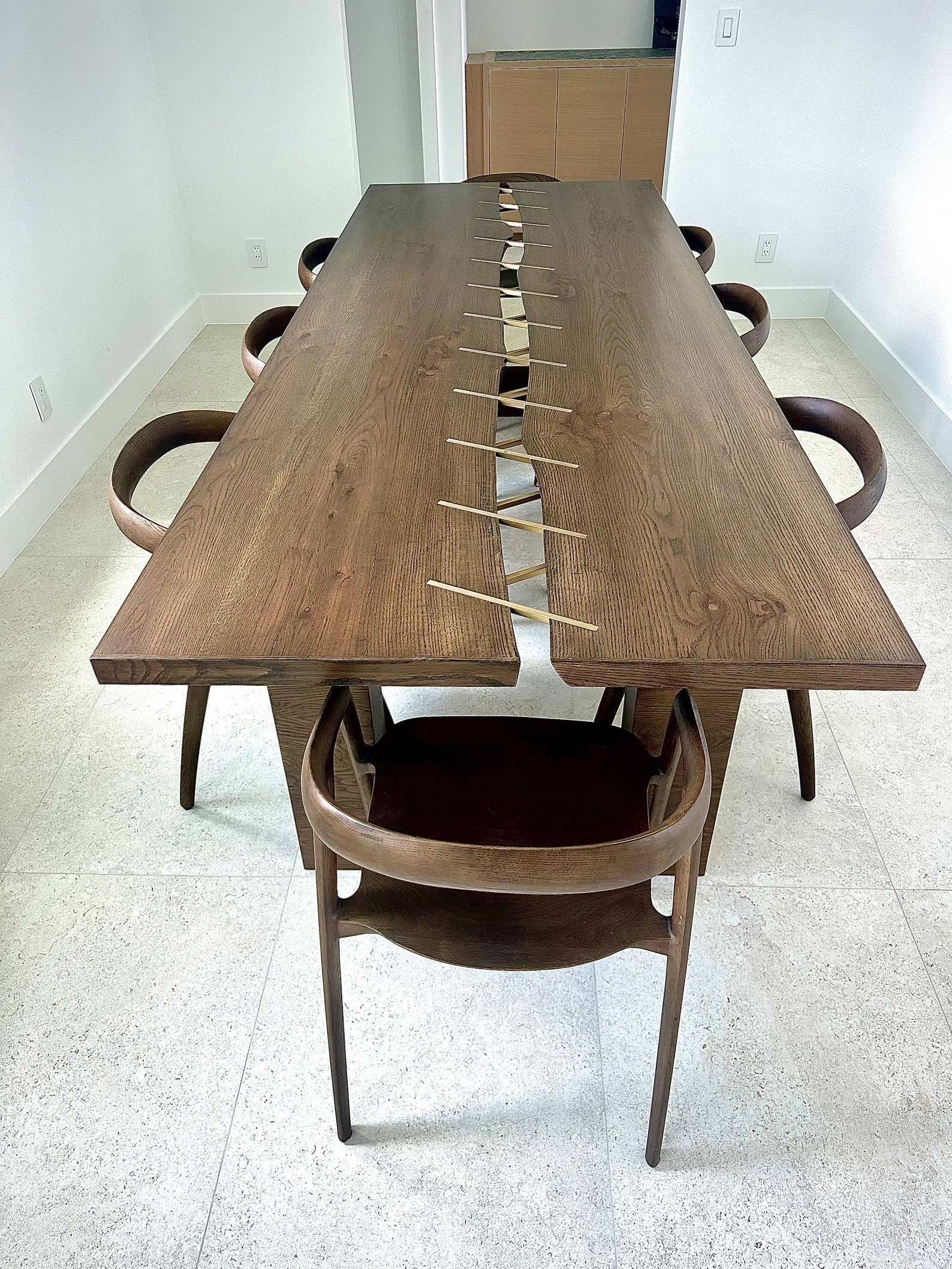 One-of-a-kind Design Live-edge Metal-inlay White Oak Dining Room Table ...