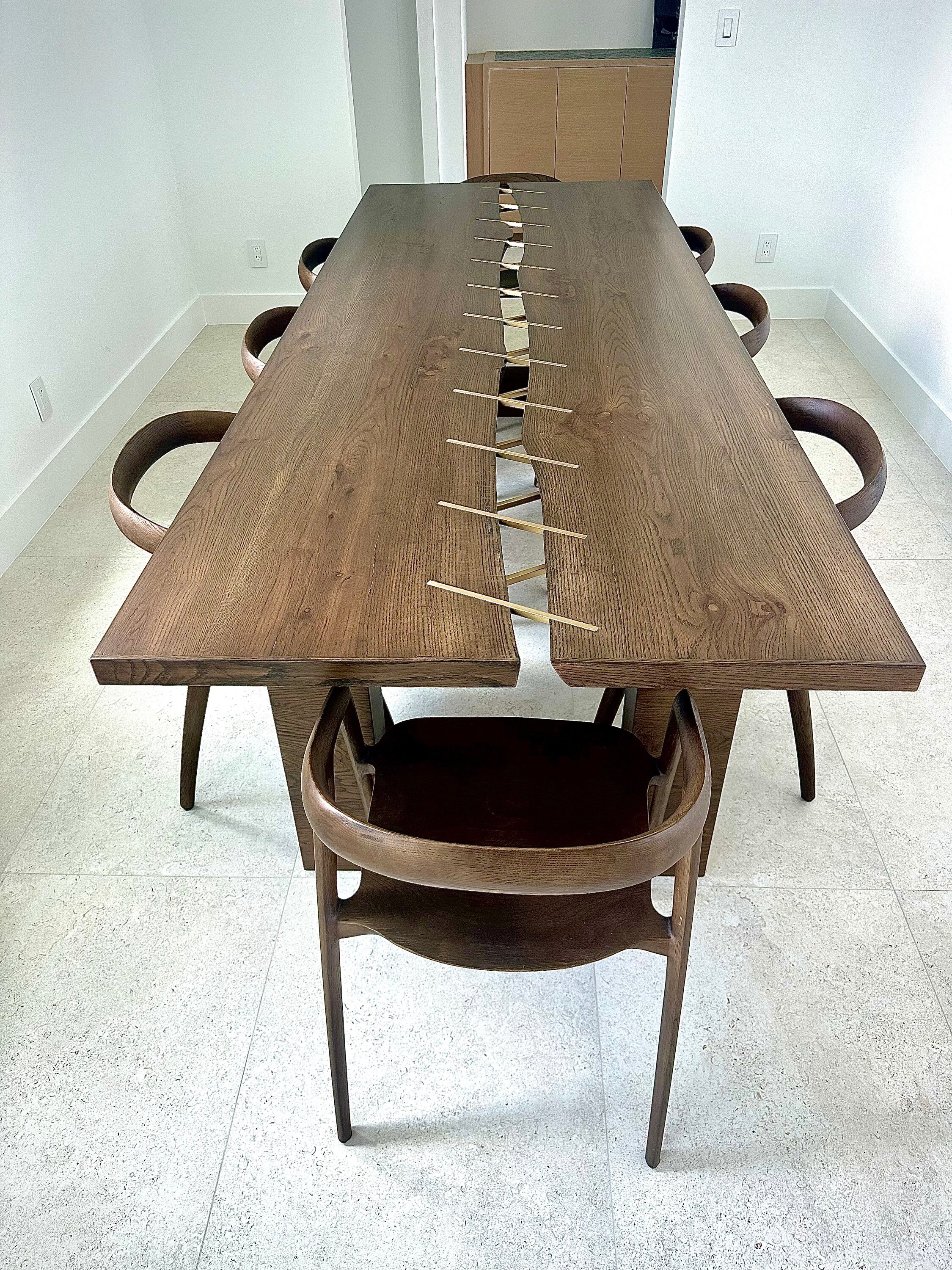 One-of-a-kind Design Live-edge Metal-inlay White Oak Dining Room Table ...