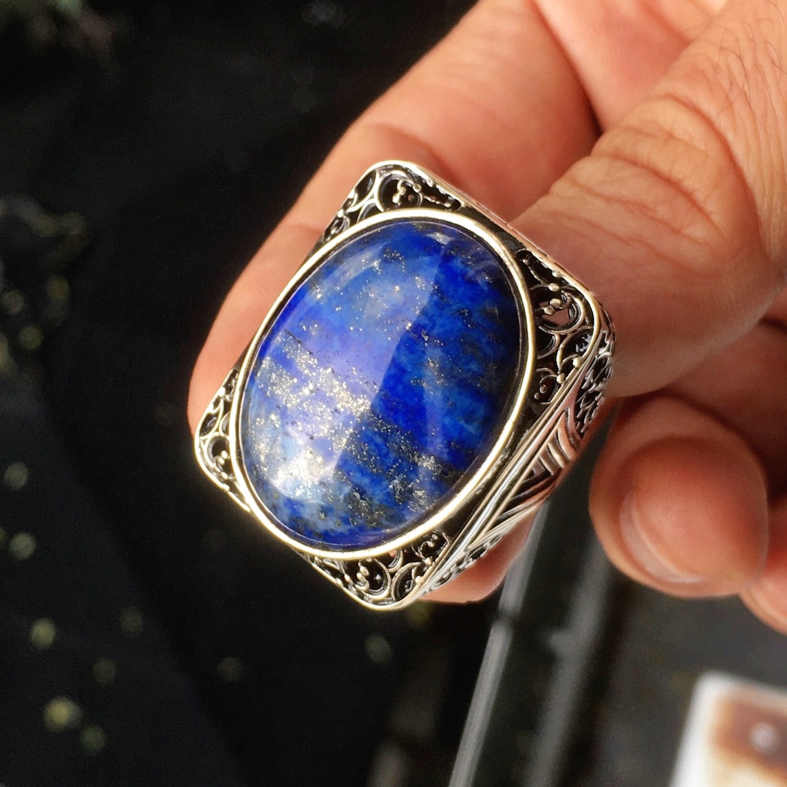 Lapis Lazuli Mens Ring 925 Sterling Silver Extraordinary | Etsy