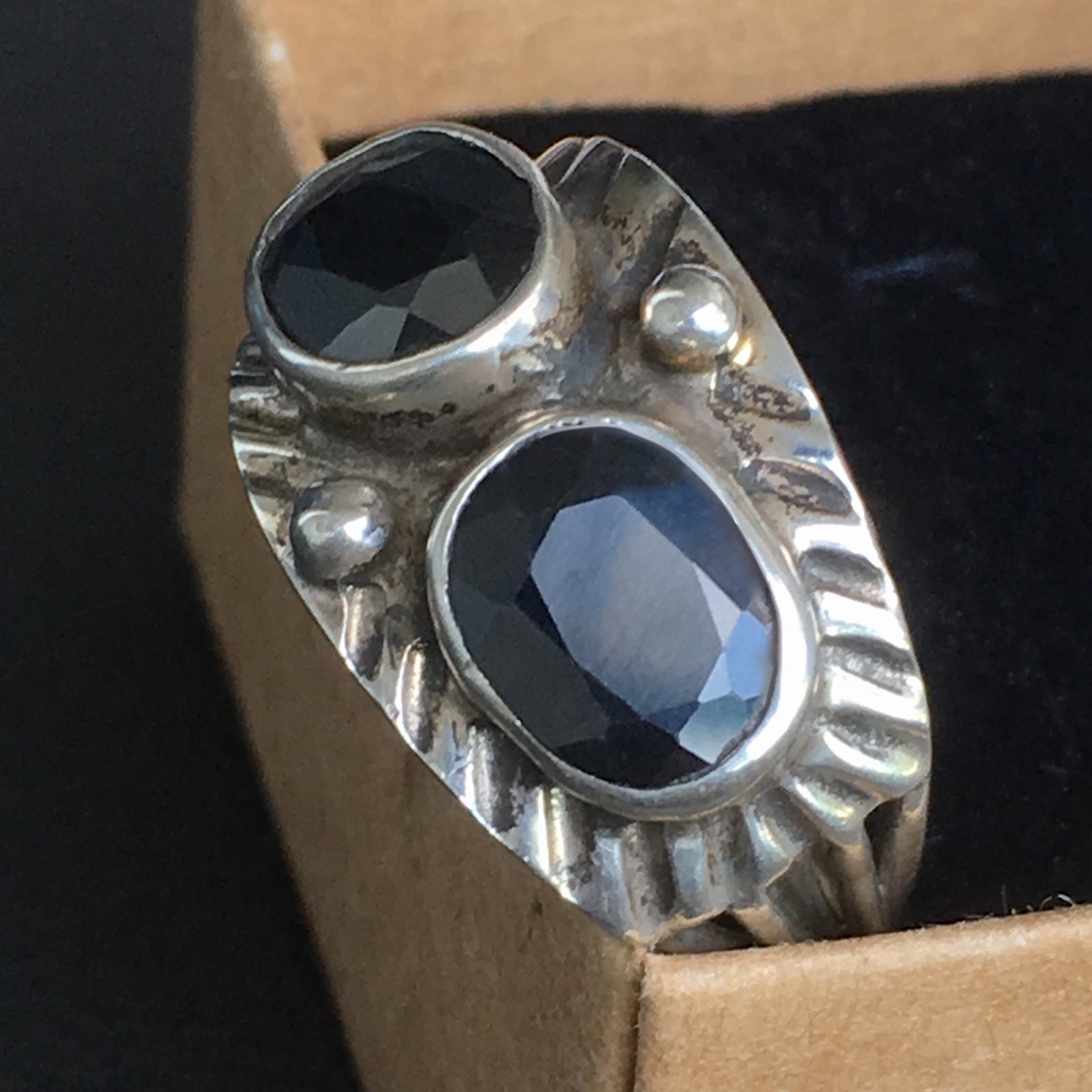 925 Sterling Silver Duo Stone Ring natural Sapphire corundum | Etsy