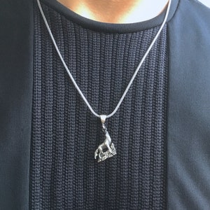 Sterling Silver Wolf Pendant & Chain Necklace Handmade Jewelry 55cm - Etsy