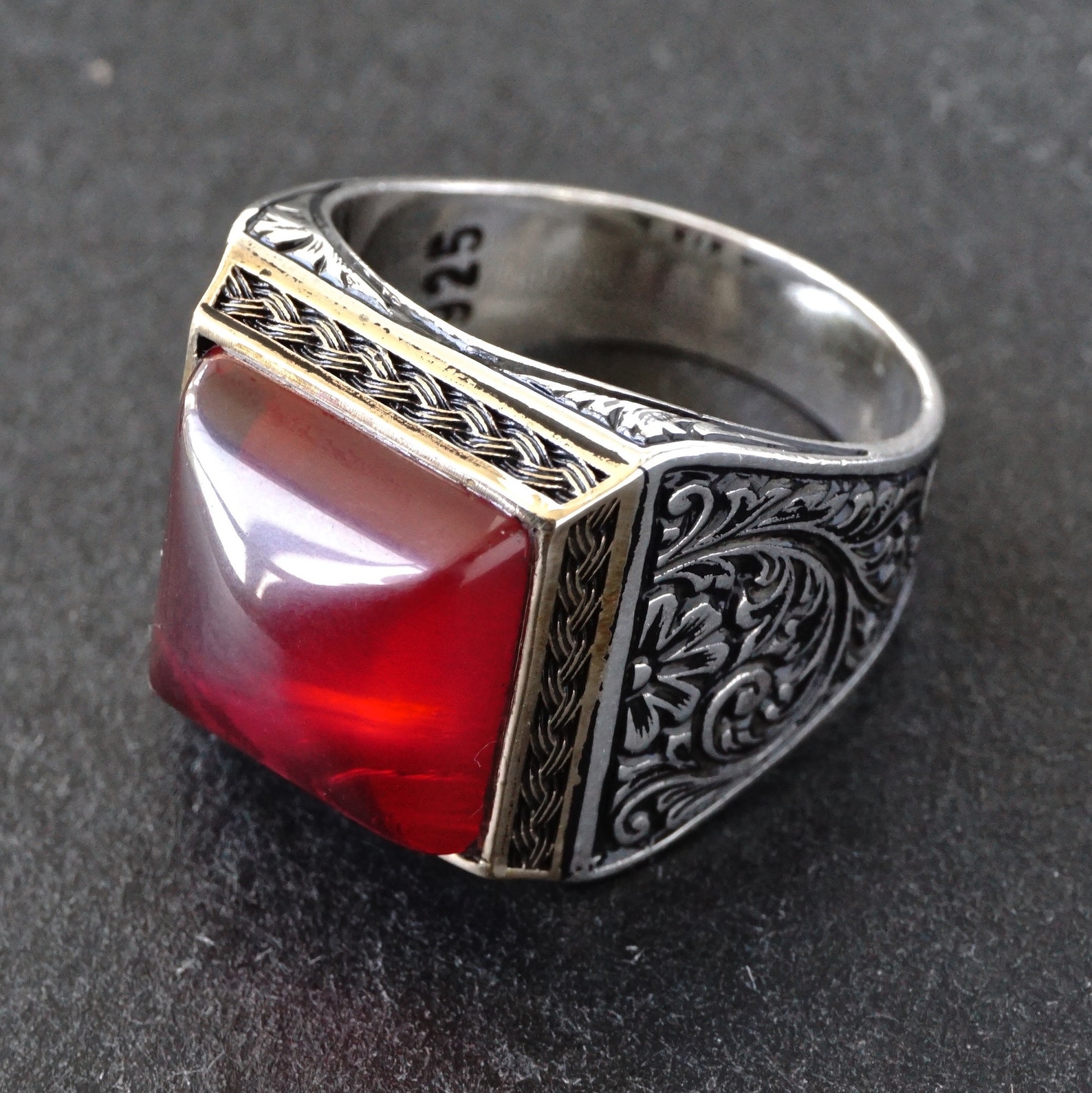 Mens Ring Pink Ruby 925 Sterling Silver Unique Artisan Jewelry - Etsy