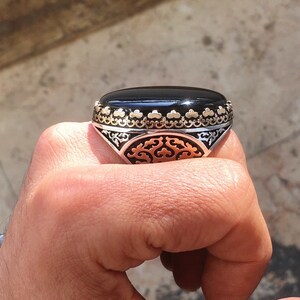 Big Men's Ring Black Onyx Sterling Silver Unique Artisan Solid ...