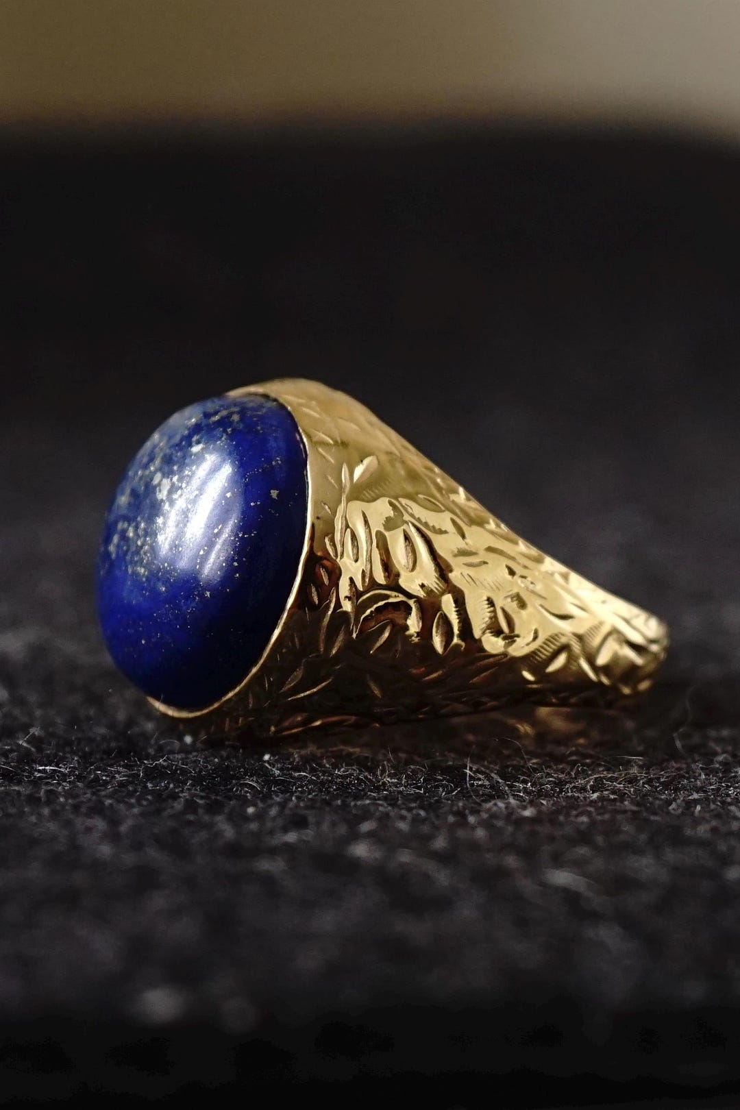 Gold Lapis Men's Ring - Unique Handmade Gemstone Jewelry for Men - Etsy