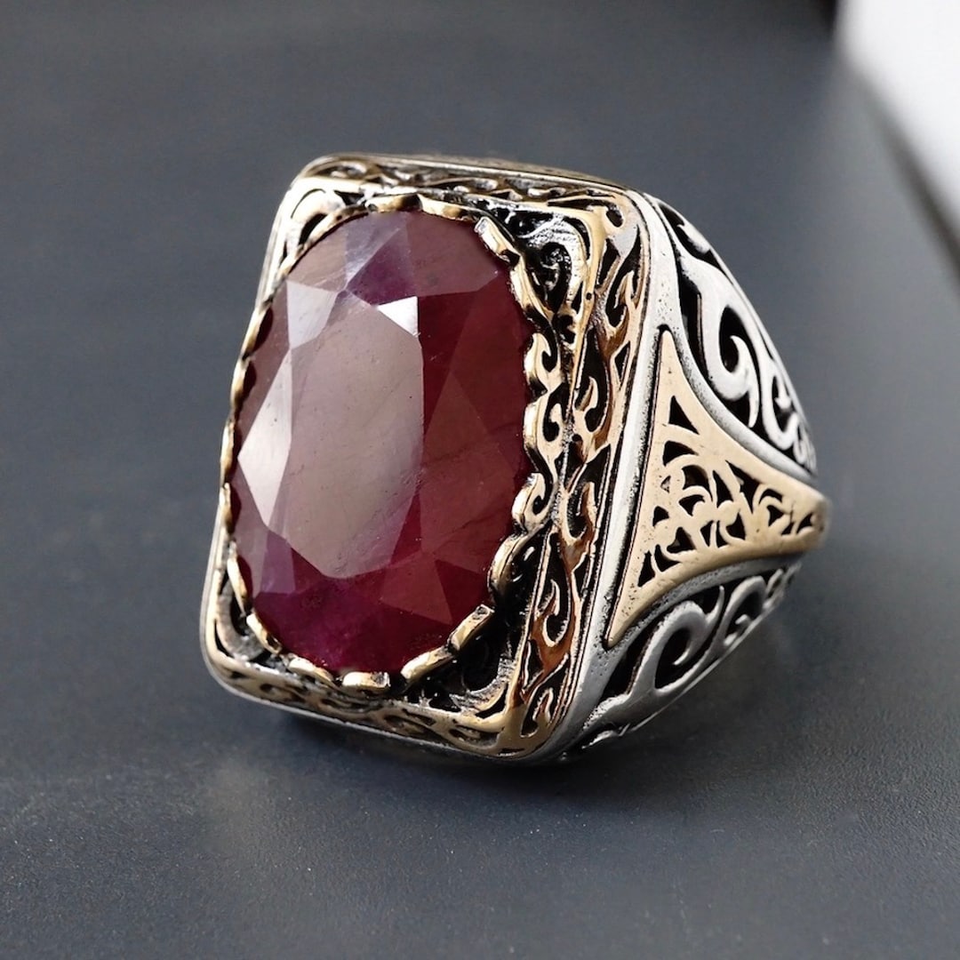 Handcrafted Natural Ruby Men's Ring – Elegant 925 Sterling Silver ...