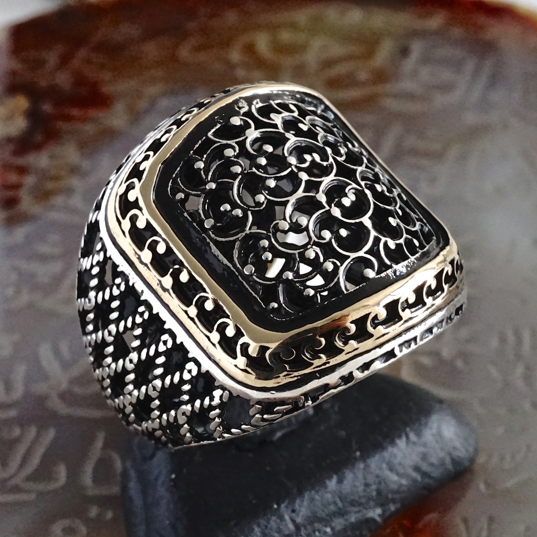 925 Sterling Silver Mens Ring Handcrafted Elegant Jewelry Free Resizing ...