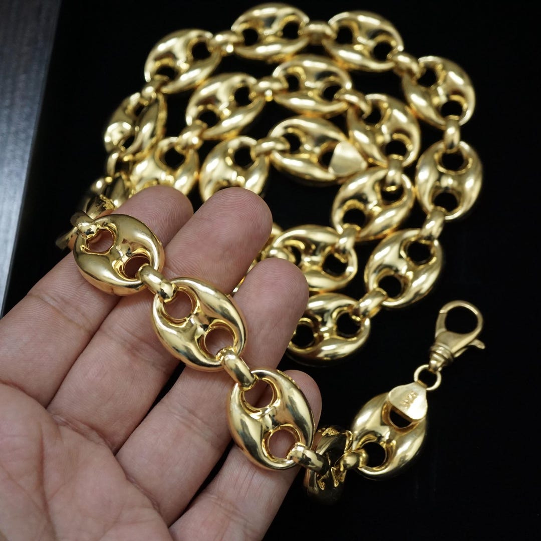 Gold Mariner Necklace JUMBO Size 21mm Gucci Link Anchor Chain Men's ...