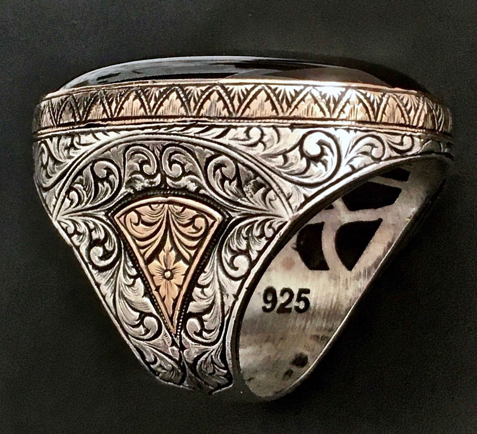 Big Men's Ring Black Onyx Sterling Silver Unique - Etsy