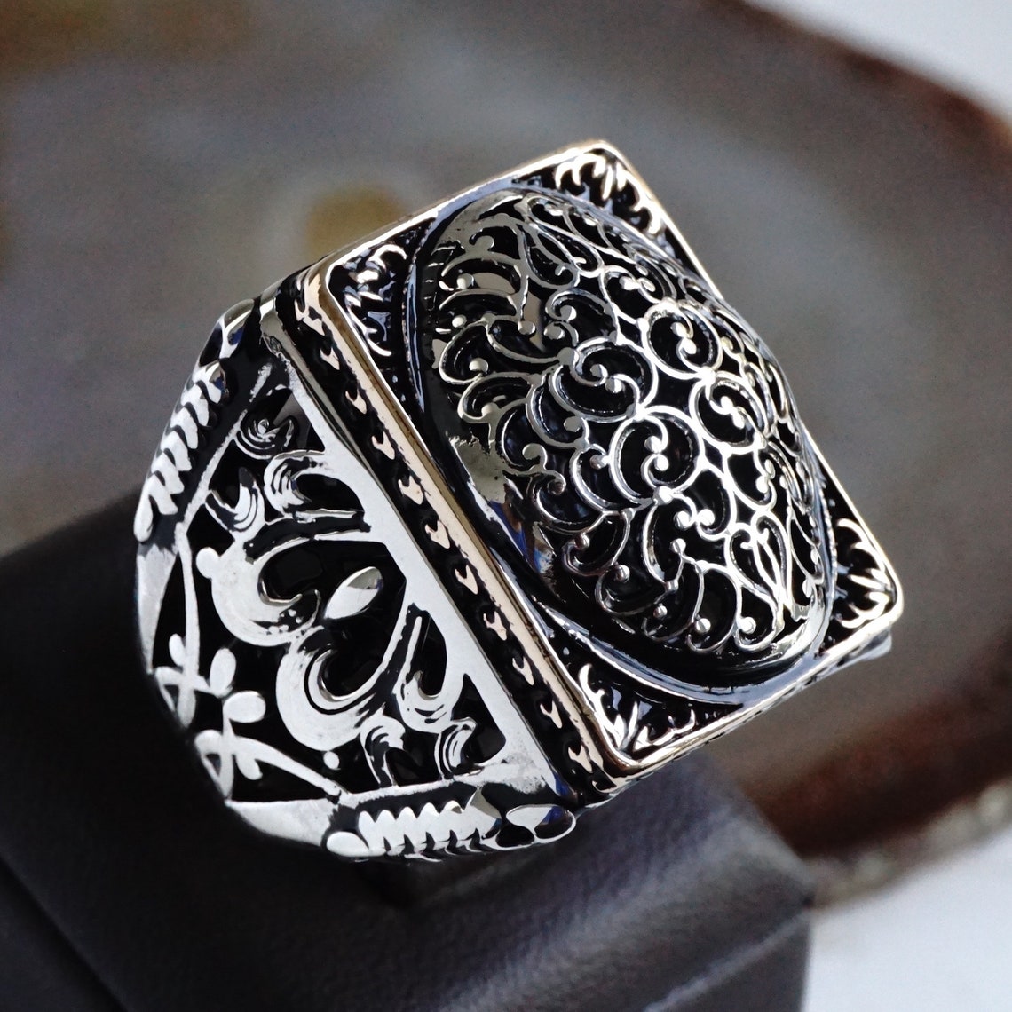 925 Sterling Silver Mens Ring Handcrafted Elegant Jewelry Free Resizing ...