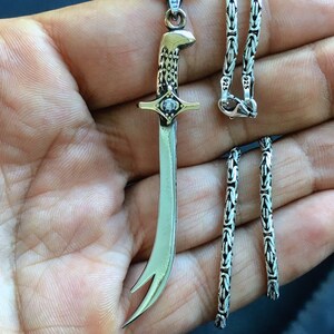 Sterling Silver Sword Pendant & Kings Chain Necklace Handmade Jewelry ...