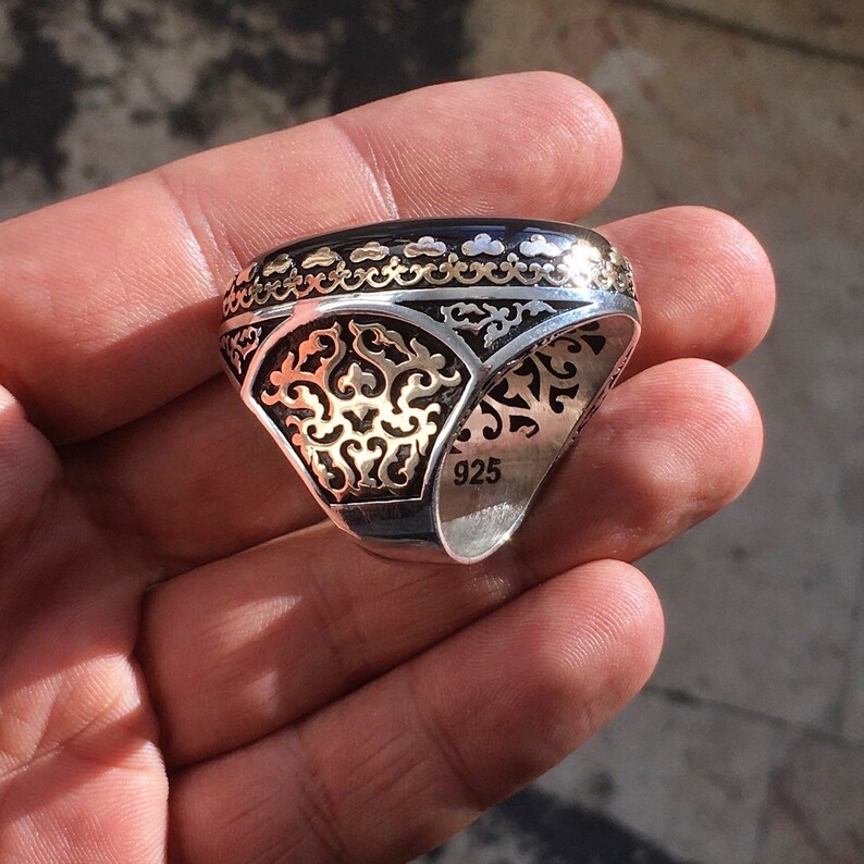 Big Men's Ring Black Onyx Sterling Silver Unique Artisan | Etsy