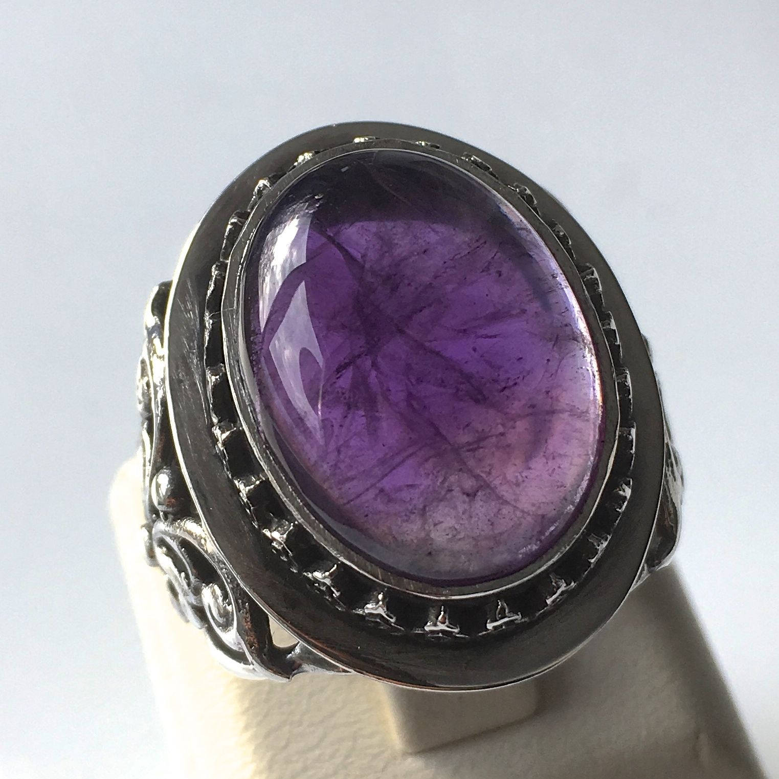 Anillo único de hombre hecho a mano con amatista plata de ley | Etsy