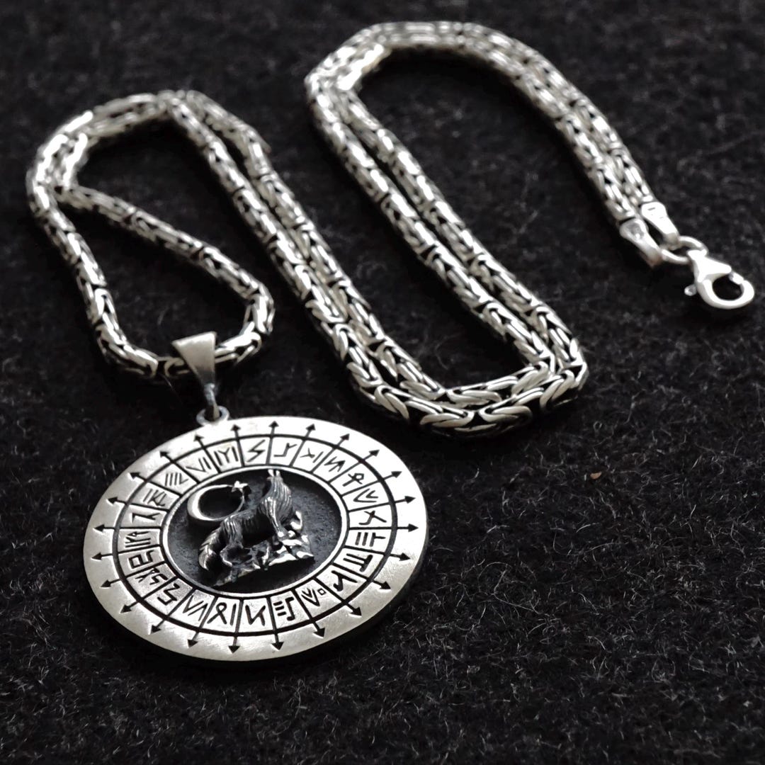 Silver Howling Wolf Pendant on Kings Chain Necklace Solid 925 Sterling ...