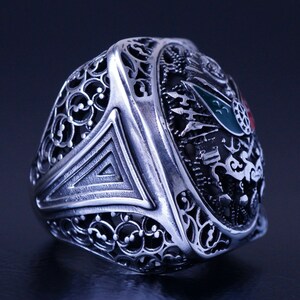 Silver Signet Ring Ottoman Coat of Arms Solid Bold 925 Sterling Turkish ...