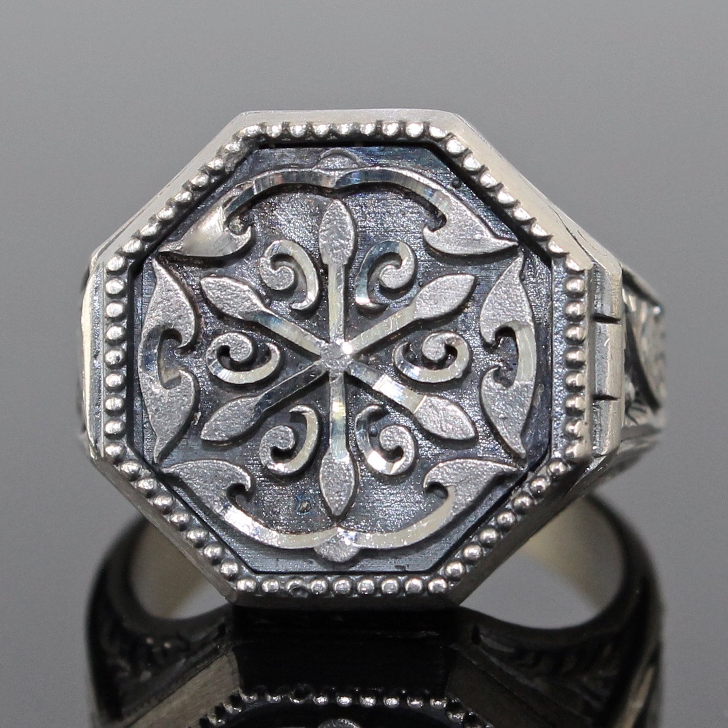Sterling Silver Secret Compartment Ring Hidden Box Unique Handmade ...