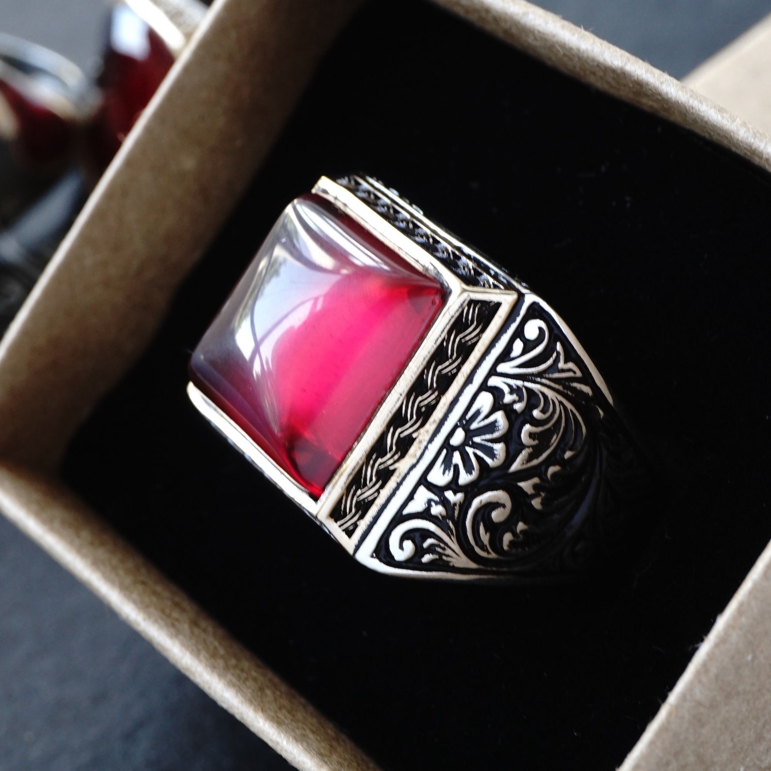 Mens Ring Pink Ruby 925 Sterling Silver Unique Artisan Jewelry - Etsy