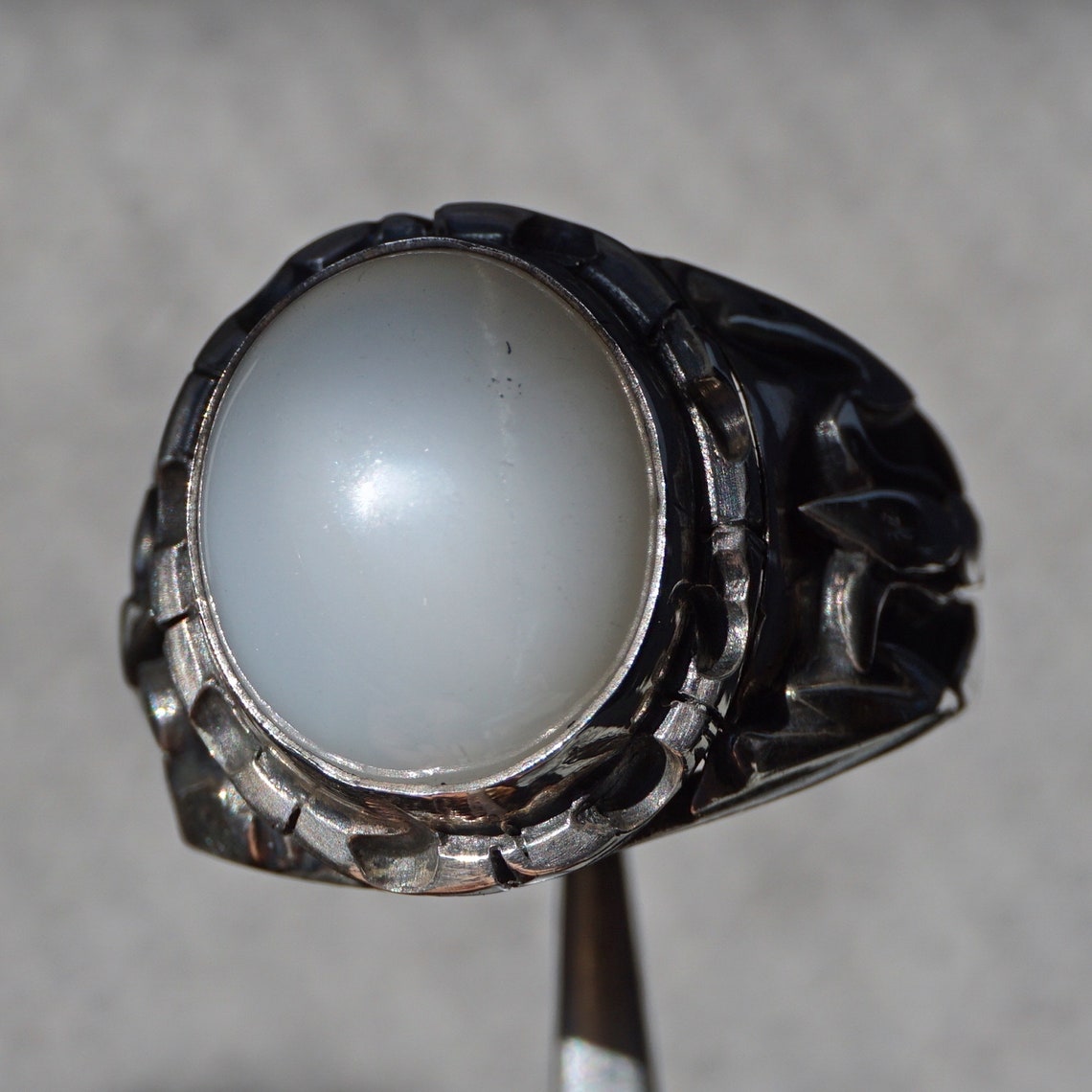 925 Sterling Silver Mens Ring With White Moonstone Unique - Etsy