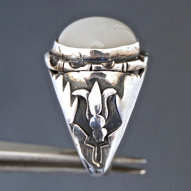 925 Sterling Silver Mens Ring With White Moonstone Unique - Etsy