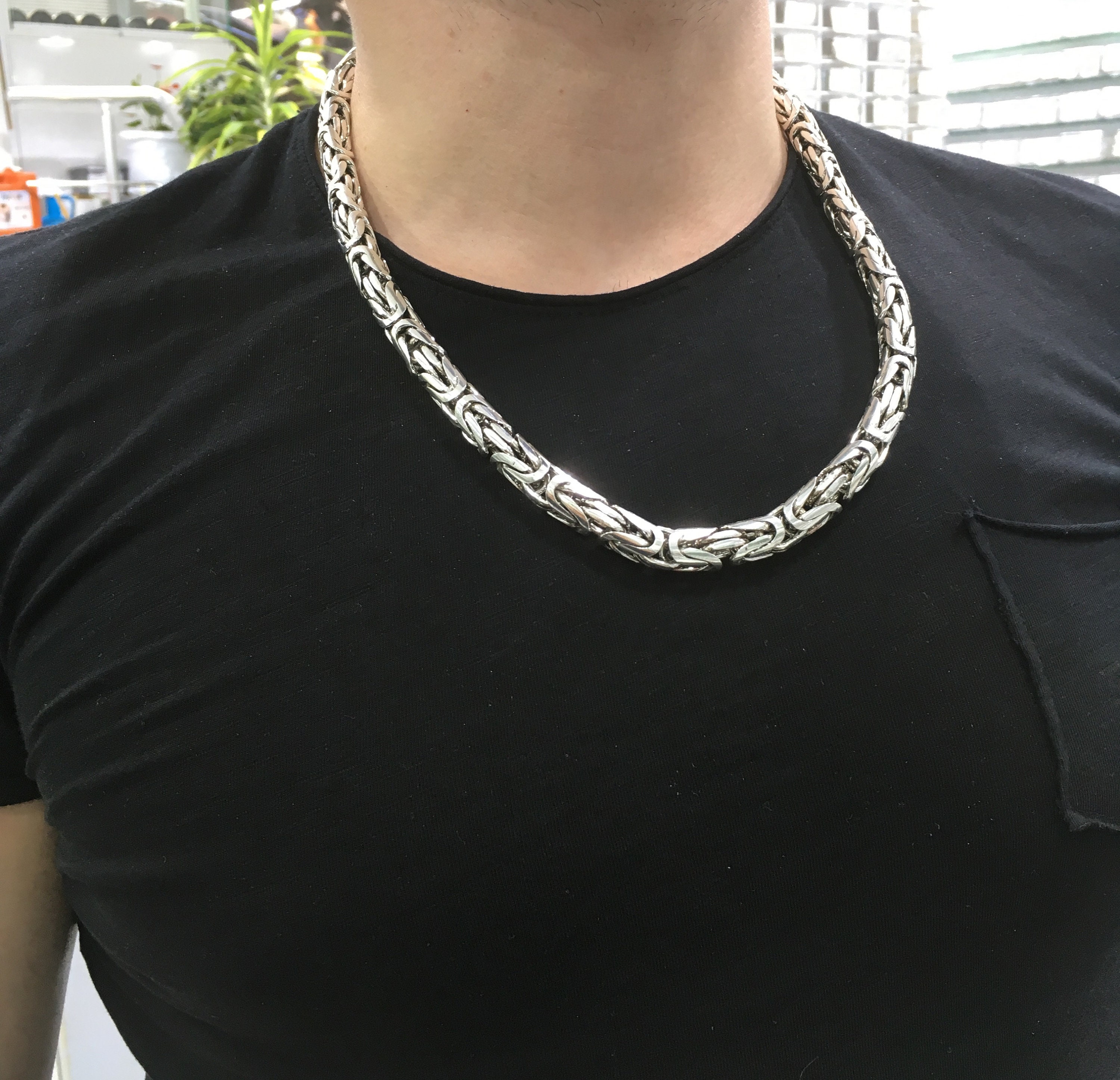 925 Sterling Silver Men's Byzantine Kings Chain Necklace – Solid Thick ...