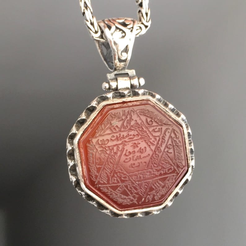 Seal of Solomon Talisman Pendant Handengraved Agate Carnelian - Etsy