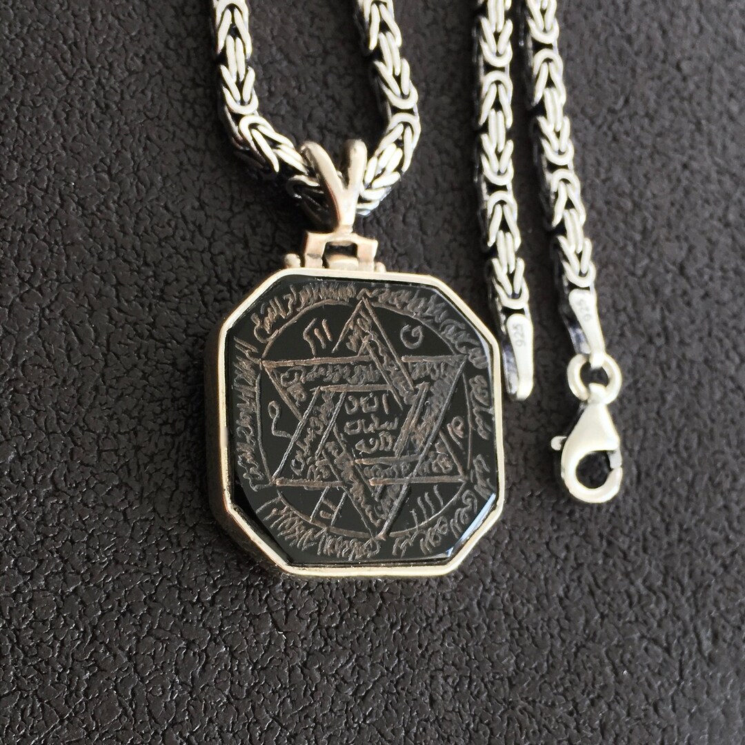 Seal of Solomon Talisman Pendant Black Onyx Sterling Silver 925 Kings ...