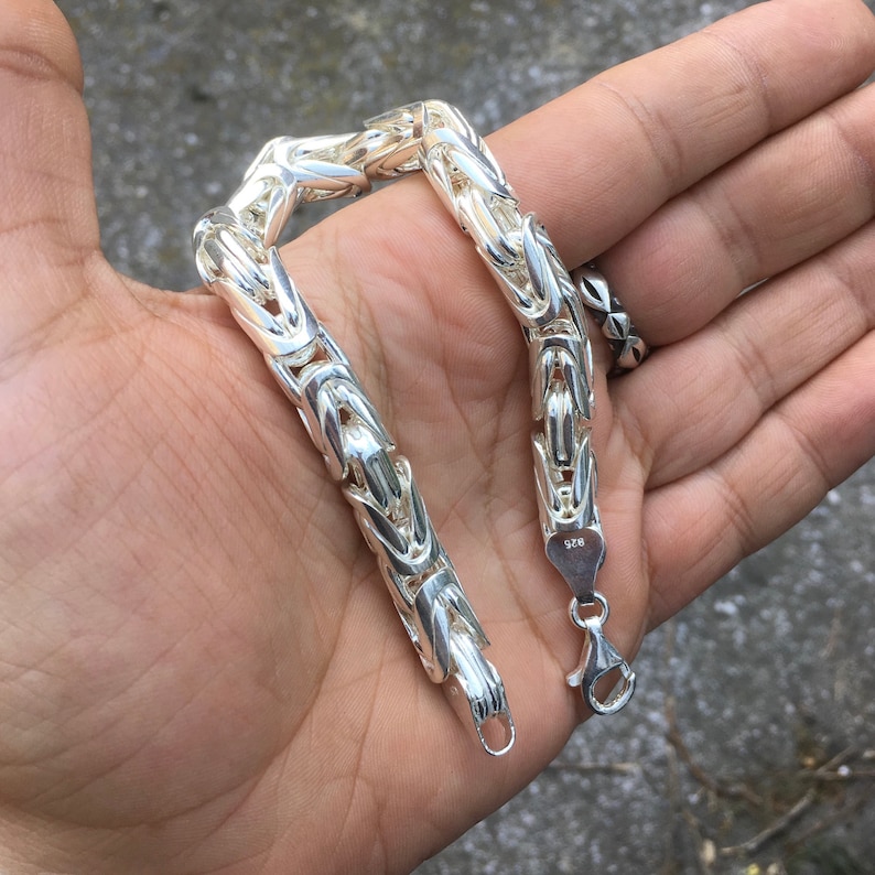 925 Sterling Silver Bali Byzantine Kings Chain Men's Bracelet Round ...