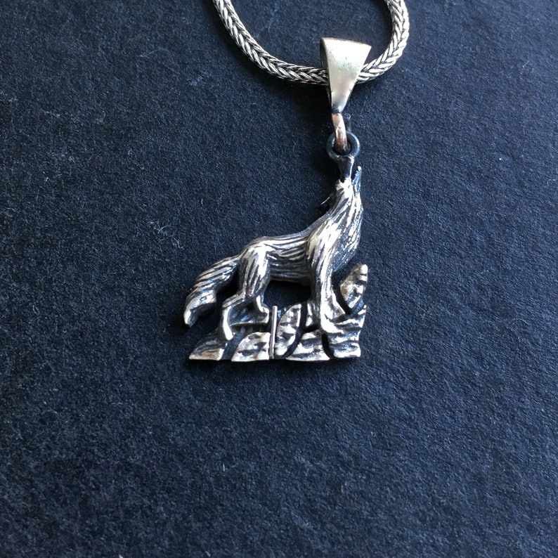 Sterling Silver Wolf Pendant & Chain Necklace Handmade Jewelry | Etsy