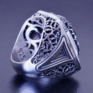 Silver Signet Ring Ottoman Coat of Arms Solid Bold 925 Sterling Turkish ...