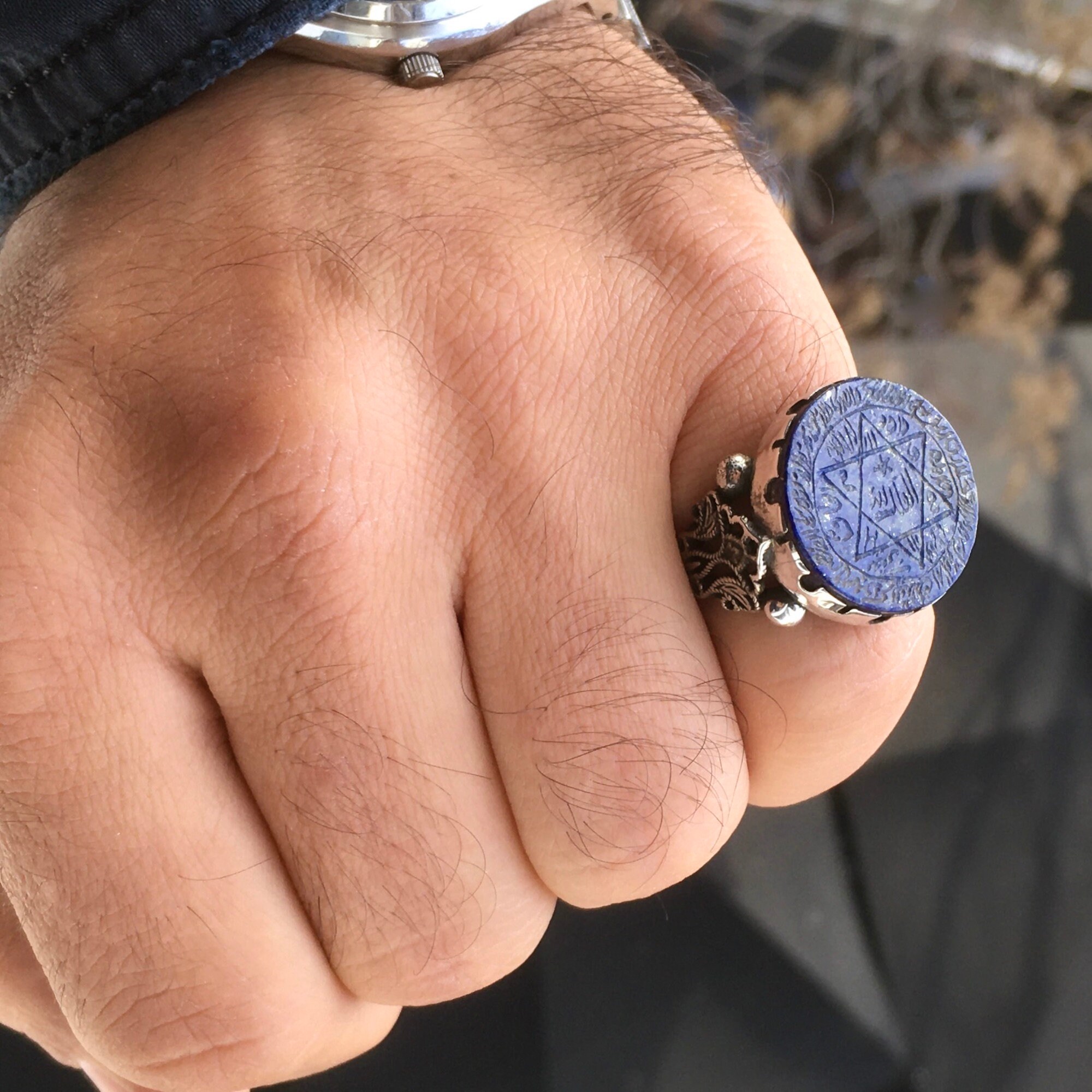 Seal of Solomon Ring Lapis Lazuli Sterling Silver Unique Handmade ...