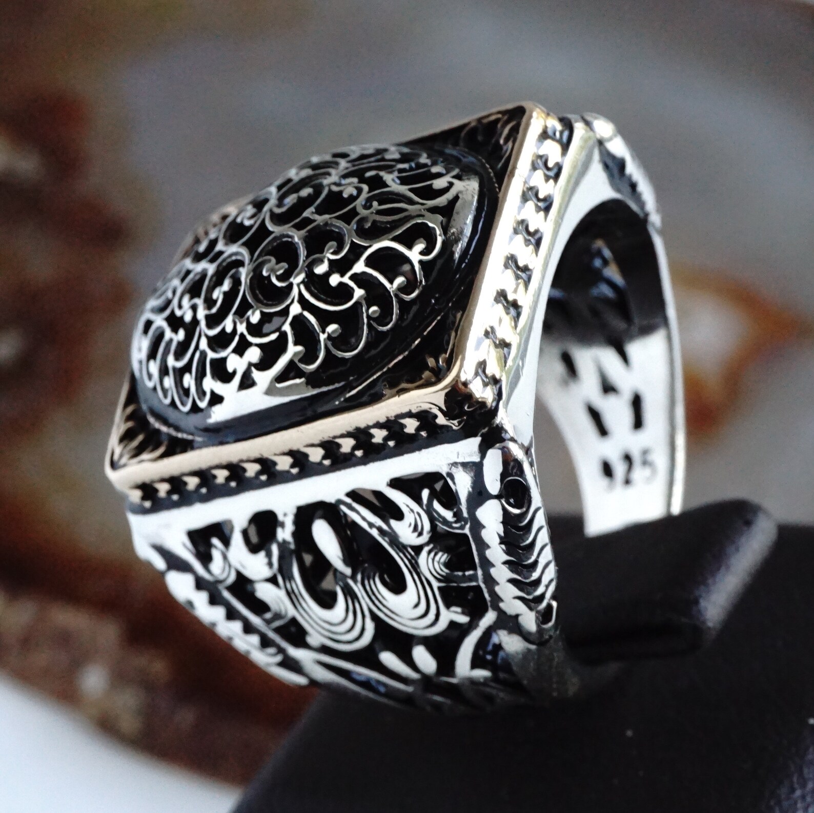 925 Sterling Silver Mens Ring Handcrafted Elegant Jewelry Free Resizing ...