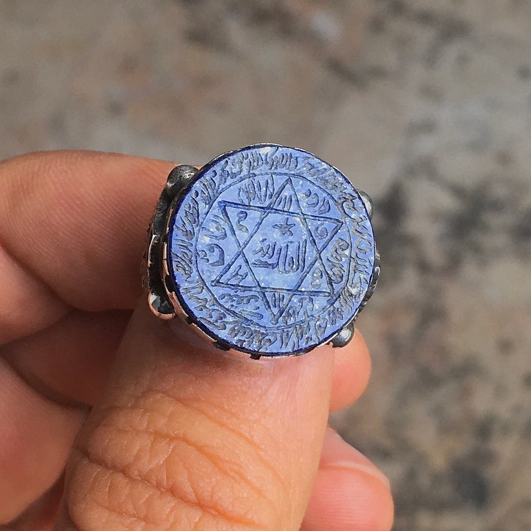 Seal of Solomon Ring Lapis Lazuli Sterling Silver Unique Handmade ...