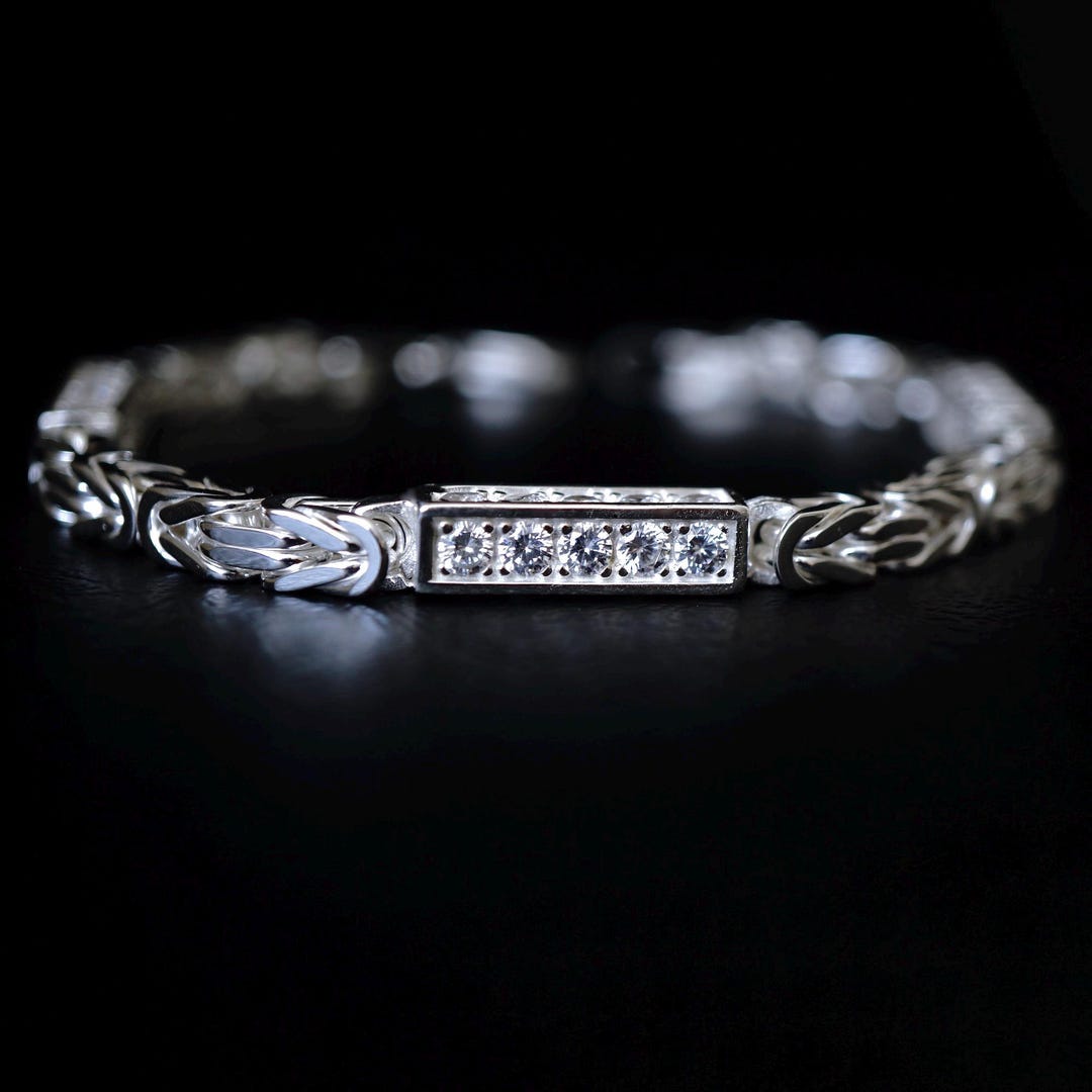 Silver Bracelet Byzantine Kings Chain Cubic 5mm Thick Solid 925 ...