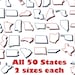 50 State Outlines in 2 Sizes - Machine Embroidery Design, Embroidery ...
