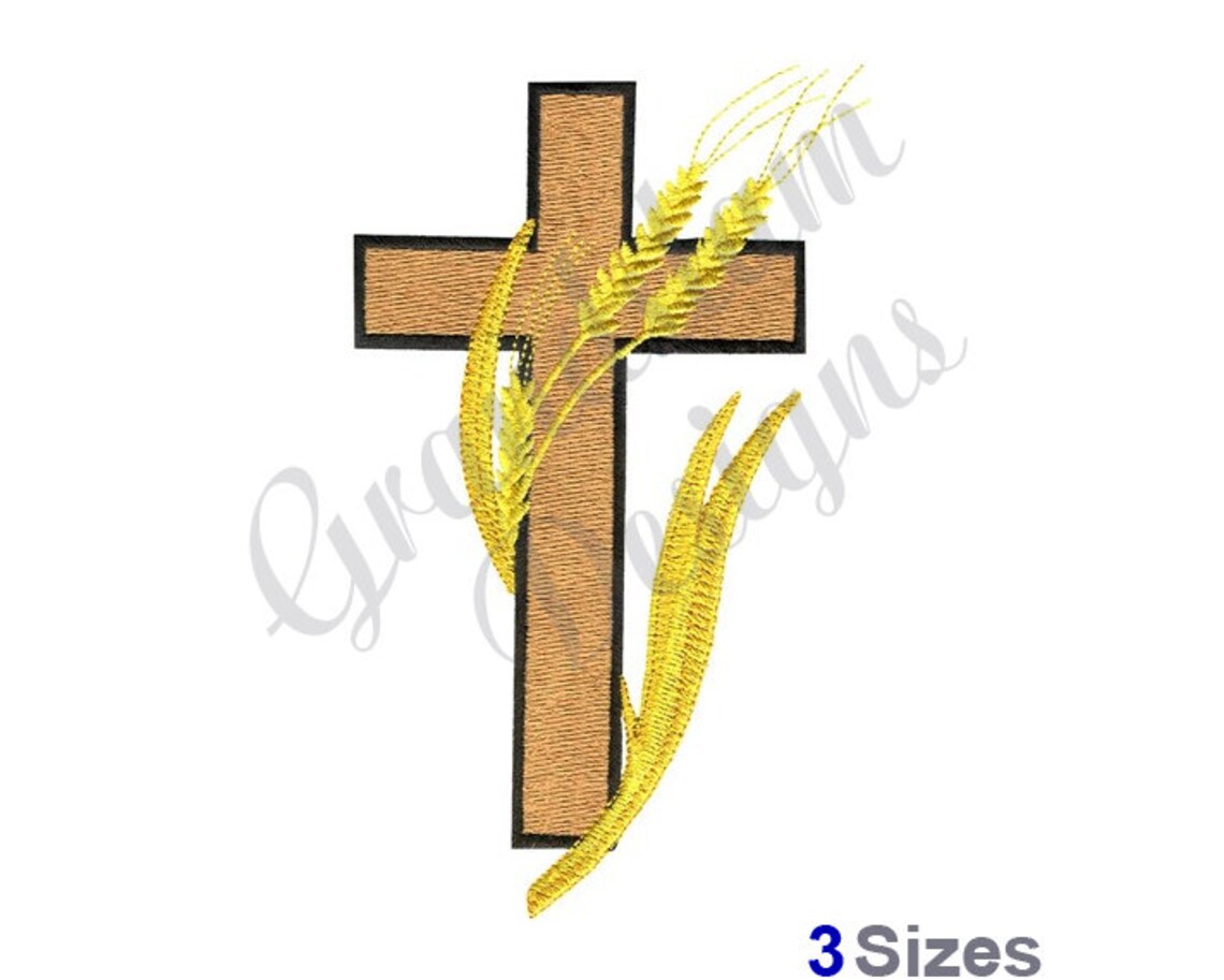 Cross With Wheat Machine Embroidery Design Embroidery - Etsy