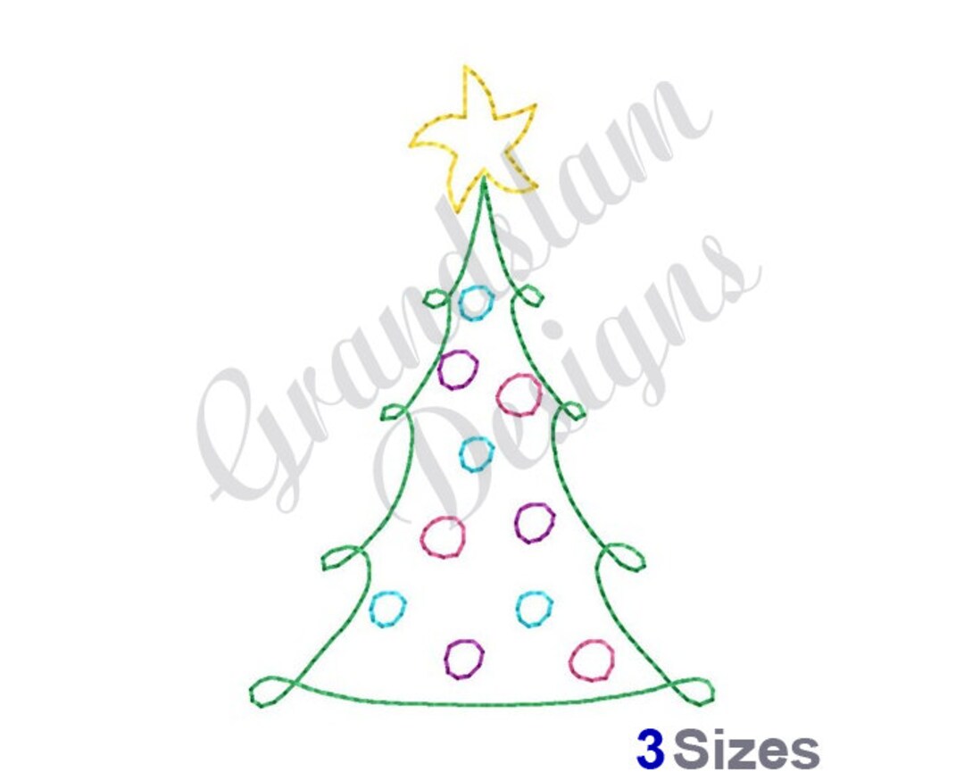 Christmas Tree Redwork - Machine Embroidery Design - Etsy
