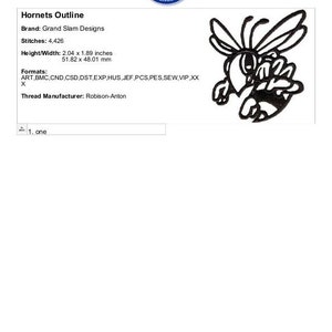 Hornets Outline - Machine Embroidery Design - Etsy