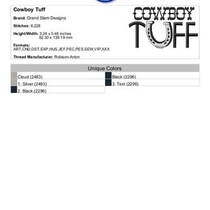 Cowboy Tuff Horseshoe - Machine Embroidery Design - Etsy