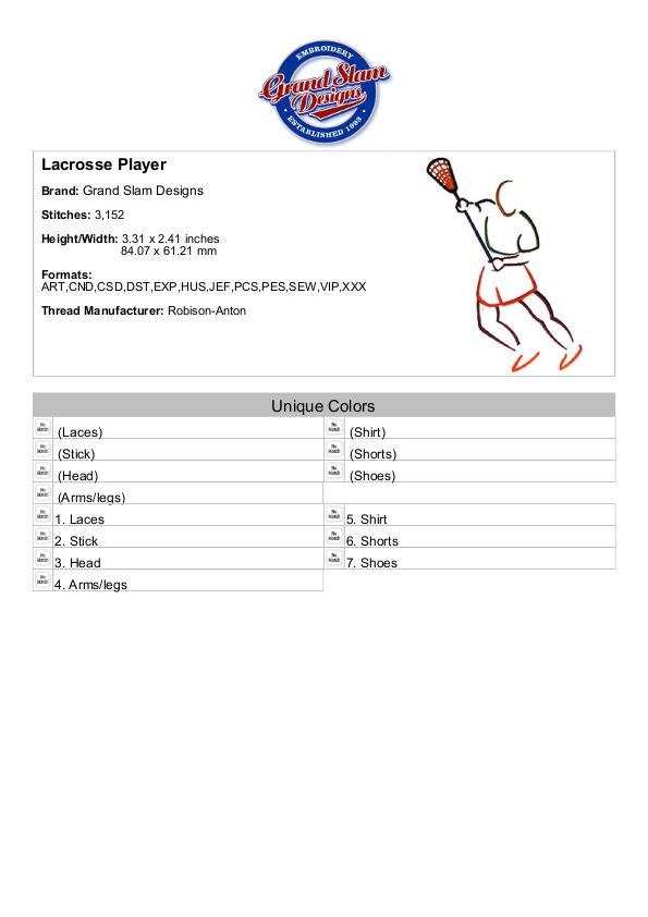 Lacrosse Player Outline Machine Embroidery Design | Etsy