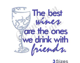 Good Friends Wine Together Machine Embroidery Design Instant Download ...