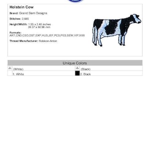 Holstein Milk Cow - Machine Embroidery Design - Etsy