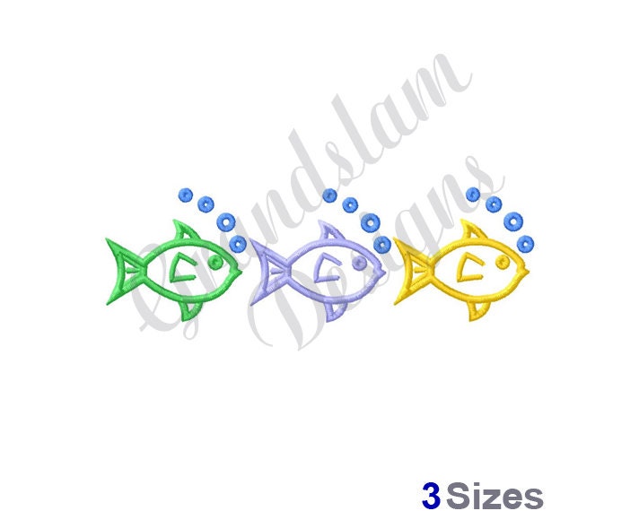 Three Fish Outline Machine Embroidery Design - Etsy