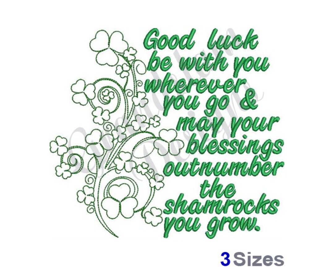 Good Luck Irish Saying - Machine Embroidery Design, Embroidery Designs ...