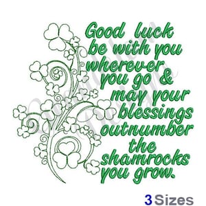 Good Luck Irish Saying - Machine Embroidery Design, Embroidery Designs ...