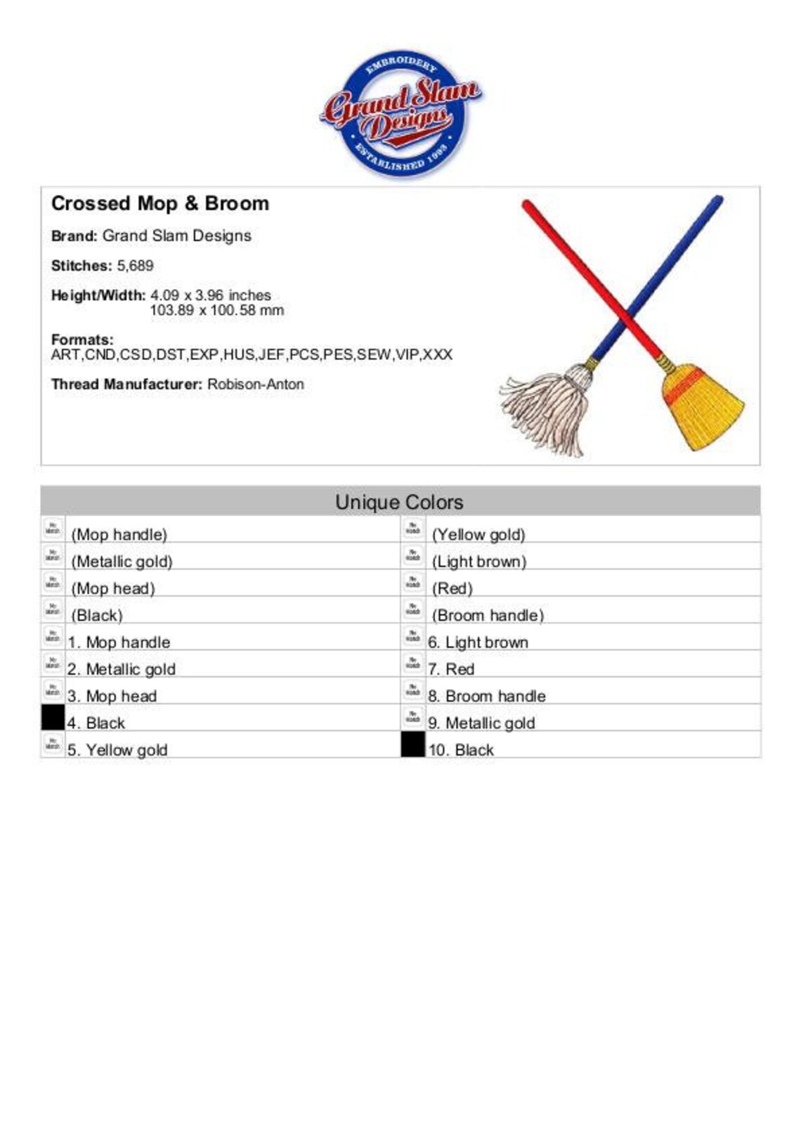 Crossed Mop & Broom Machine Embroidery Design - Etsy