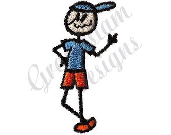 STICK FIGURES Boy Embroidery Design 6 Sizes Redwork Filled Column and ...
