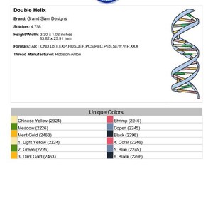 Double Helix DNA - Machine Embroidery Design, Embroidery Designs ...