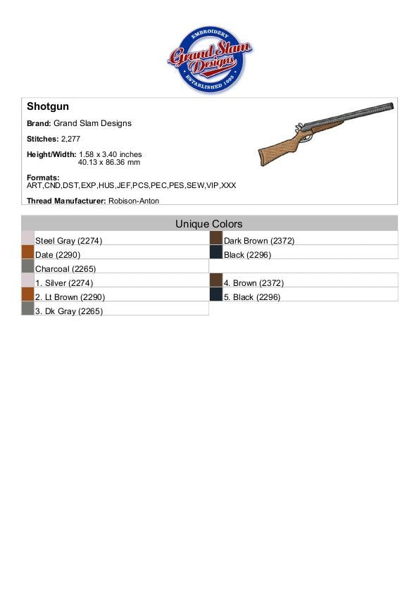 Shotgun - Machine Embroidery Design - Etsy
